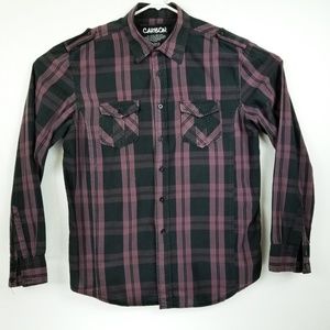 Carbon | Shirts | Carbon Mens Black Plaid Shirt Long Sleeve Sz L | Poshmark